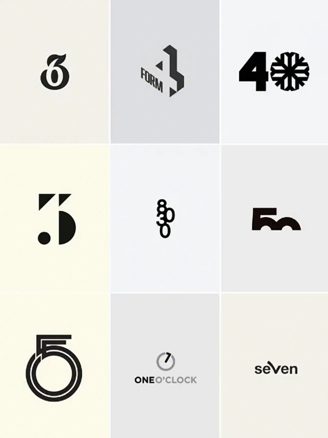 数字logo设计，正负形设计