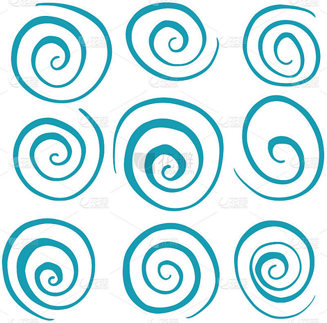 Hand Drawn Blue Swirl Circle Vectors