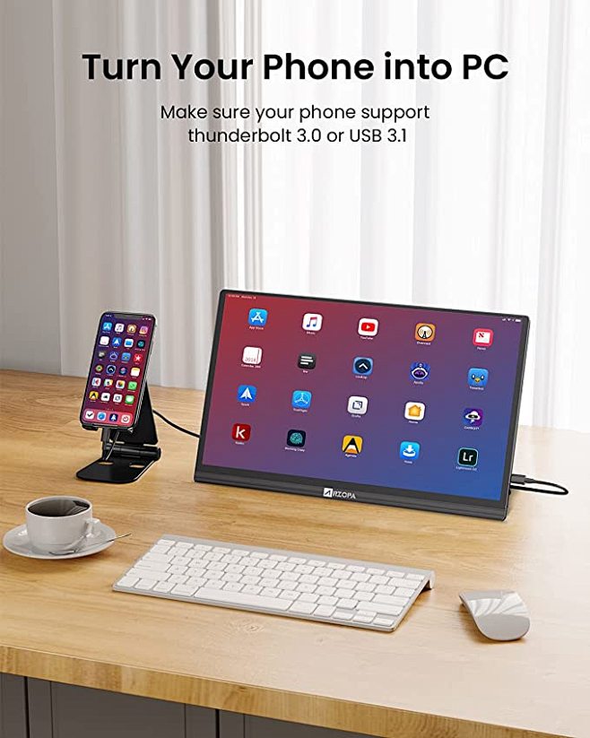 Amazon.com：便携式显示器，Arzopa 15.6 英寸 100% FHD 1080P 便携式笔记本电脑显示器 HDMI USB C ...