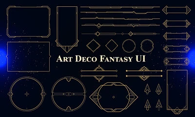 Set of Art Deco Modern User Interface Elements. Fantasy magic HUD. Good ...