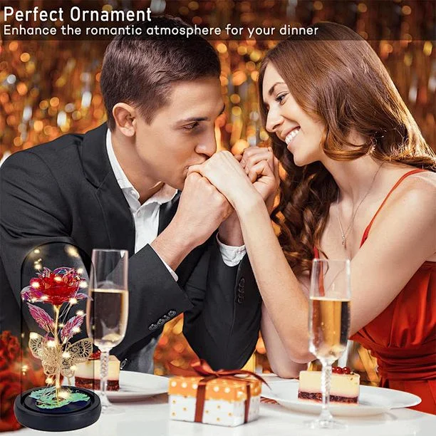 Younar Light Up Rose in Glass Dome LED Eternal Rose Artificial Forever ...