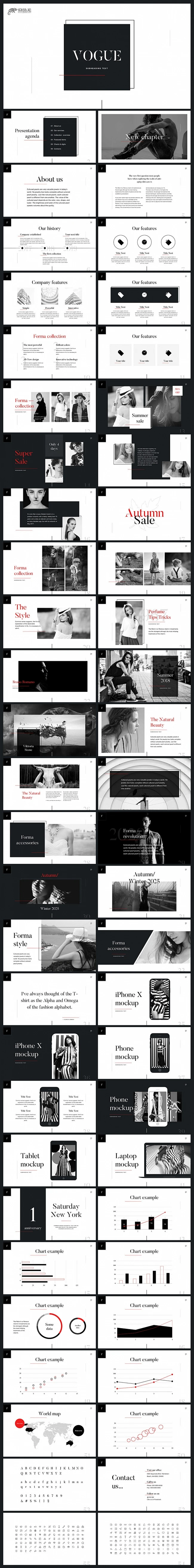 时尚大气黑白VOGUE品牌宣传公司介绍PPT模板-花瓣网
