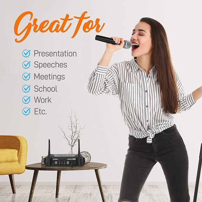 Amazon.com: Professional Wireless Microphone System - Dual UHF Band ...