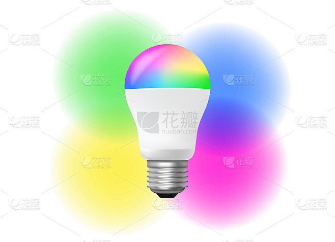 Led灯泡RGB多色矢量插图