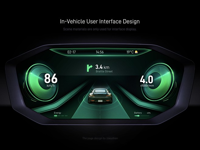 Car UI skin design car car ui skin design chart dashboard data green h