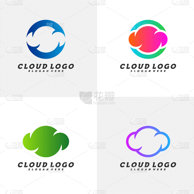 set cloud stylish logo design concept