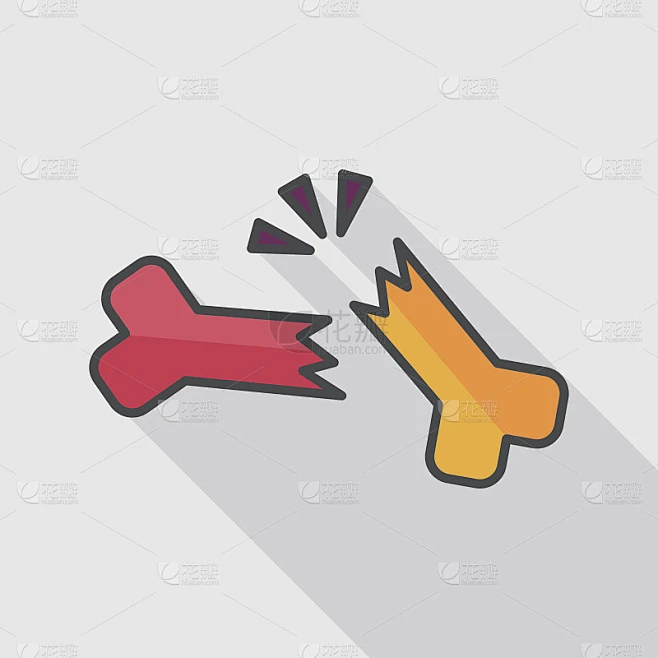 骨折平面图标有长阴影素材-花瓣网