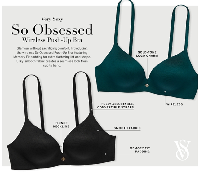 Victoria's Secret So Obsessed Wireless Push Up Bra, Padded, Plunge ...
