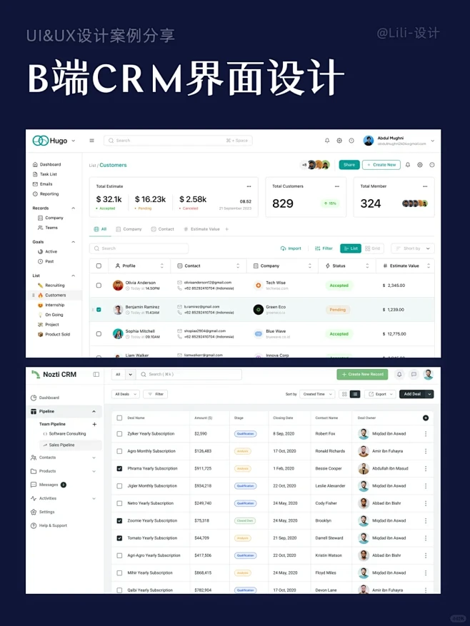 今日设计分享：B端CRM界面设计 - 小红书