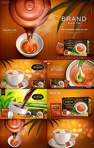 红茶海报设计矢量素材下载-花瓣网