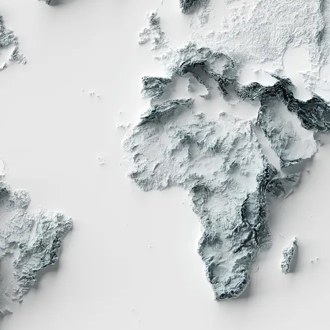 World Map 2D Giclée Print on Fine Art Matte Paper image 3-花瓣网