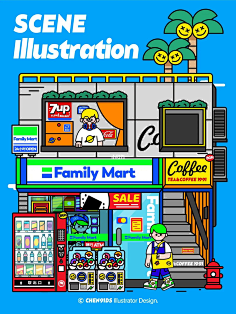 2.5D插画-花瓣网|陪你做生活的设计师 | 便利商店整合篇