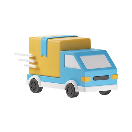 Fast Delivery Truck 3D Illustration-花瓣网