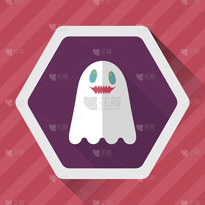 Ghost flat icon with long shadow,eps10
