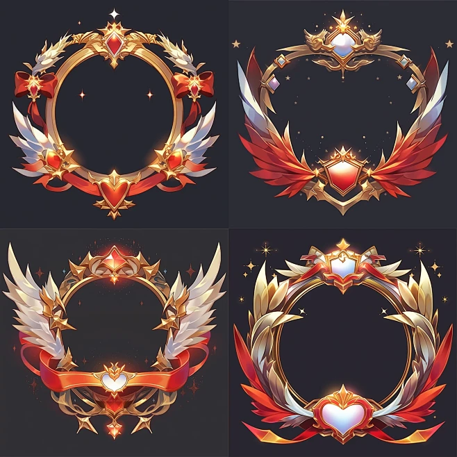 hulei181717_Round_game_avatar_frame_made_of_golden_metal_and_re ...