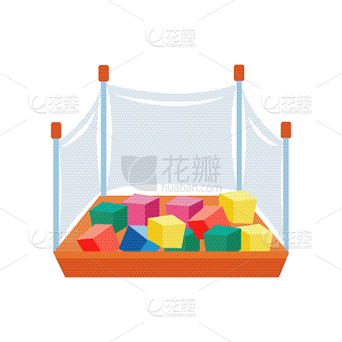 children play zone playpen with cubes flat cartoon