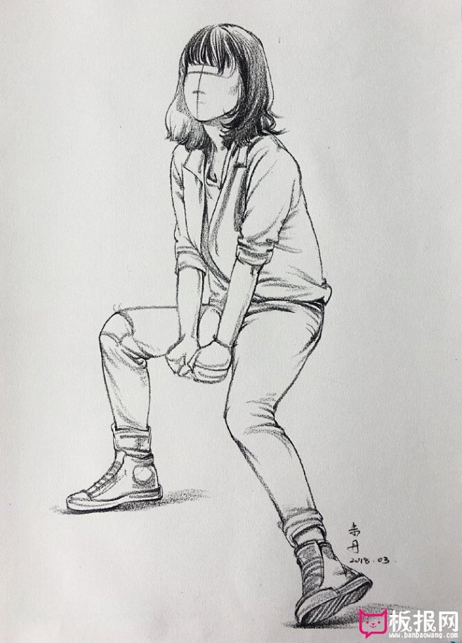 速写人物临摹图片，动态速写