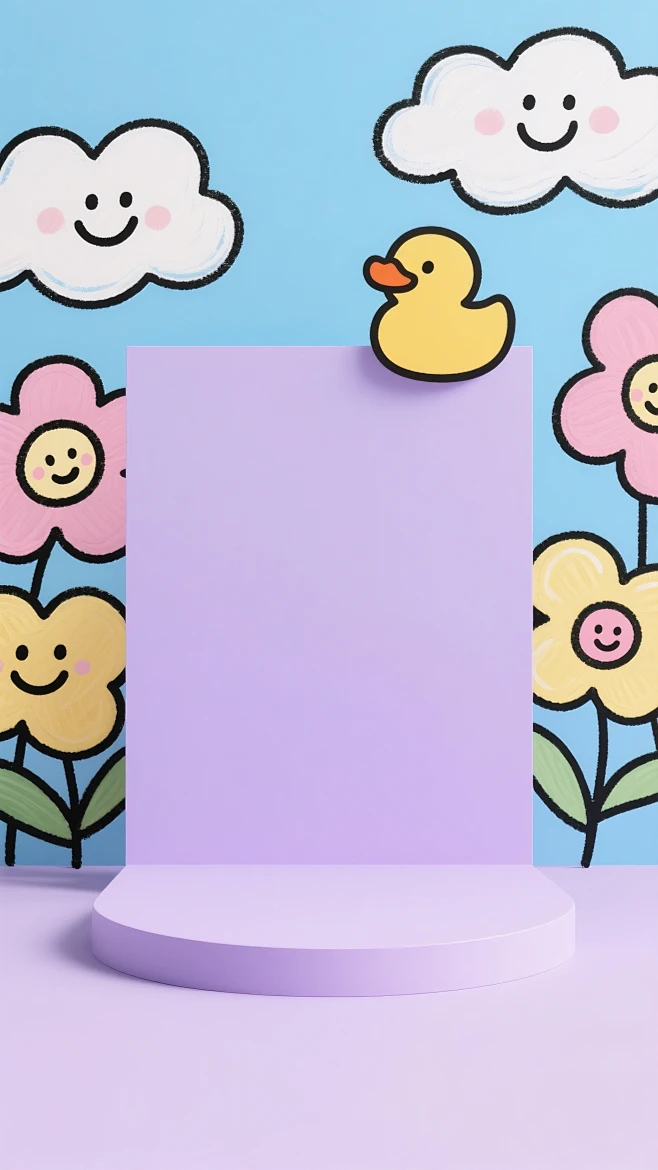 展台，场景素材，电商背景，奶乎乎，可爱风格，竖版，zxs (2)-花瓣网