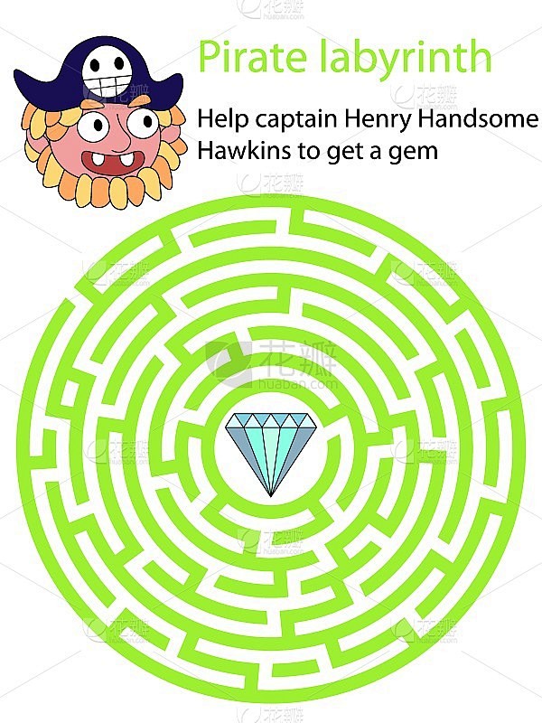 Pirate captain and brilliant circle maze for kids