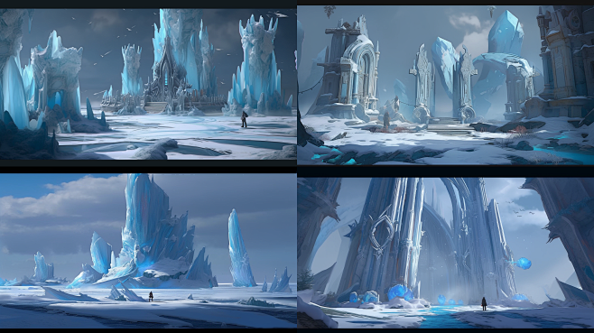 An_ice_scene_the_main_body_is_an_ice_castle_surrounded_by_a_5aff792d ...