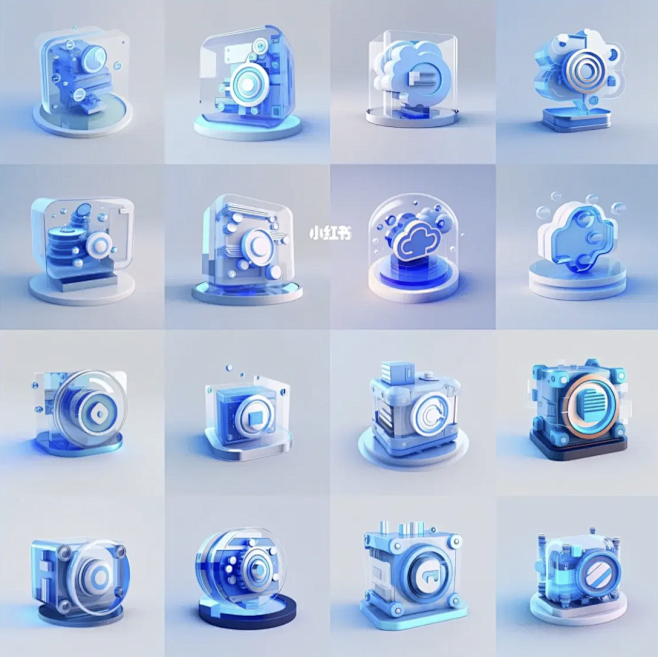 A Data Security Icon Blue Frosted Glass Transparent Technology Sense