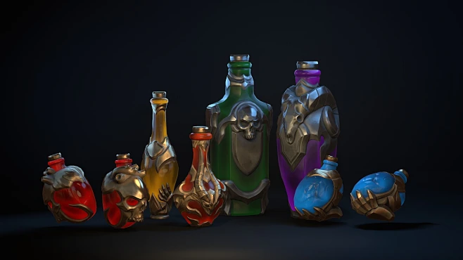 Grim Potions Pack, Shadeocai I : This is a low-poly PBR pack of fantasy ...
