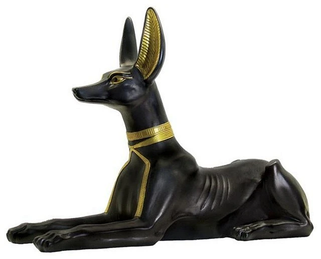 11 Inch Large Egyptian Anubis Statue Hand Painted in Black and Gold ...