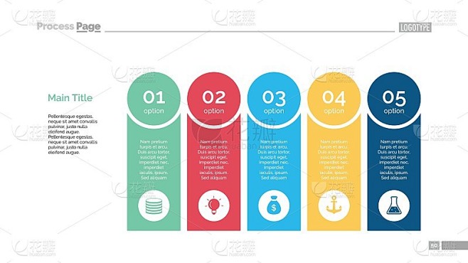 五选项图幻灯片模板