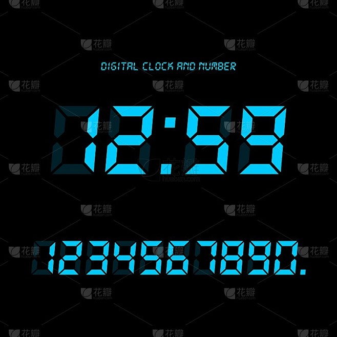 数字时钟和数字设置，电子数字。