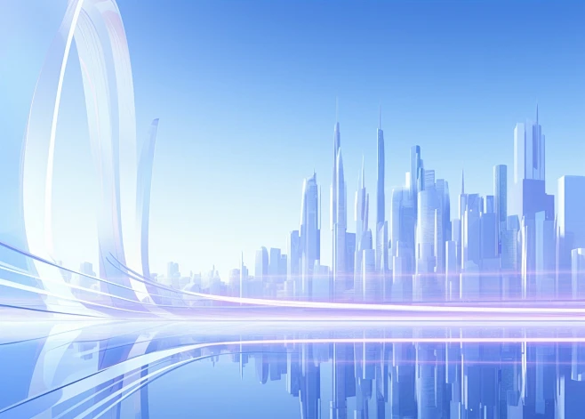 Futuristic blue sky design, a spacious futuristic abstract city with a ...