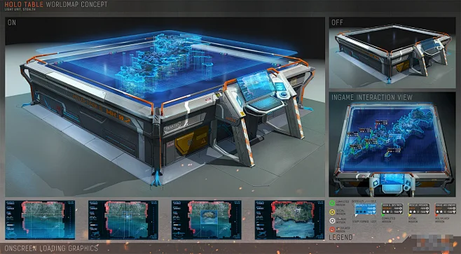 Holo Table - concept for in-game world map interaction-花瓣网