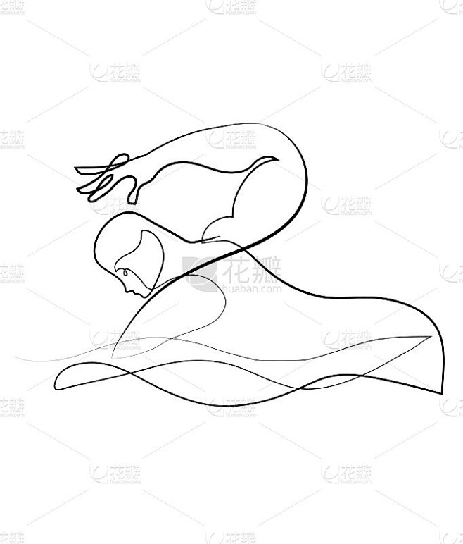 Simple one line drawing of swimming man in the sea