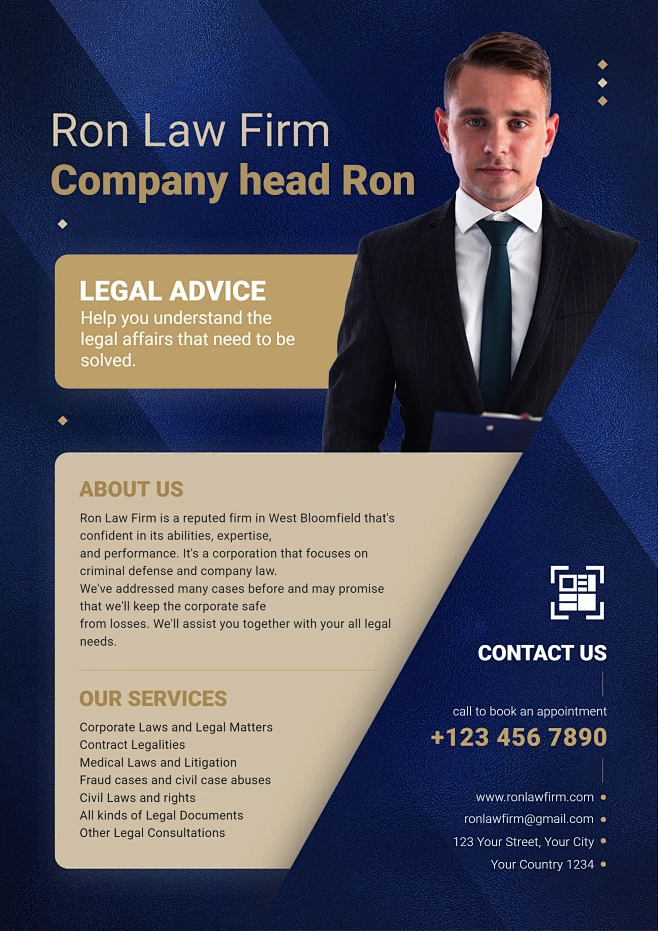 Simple Suit Man Law Firm Legal Services Business Flyer素材-花瓣网