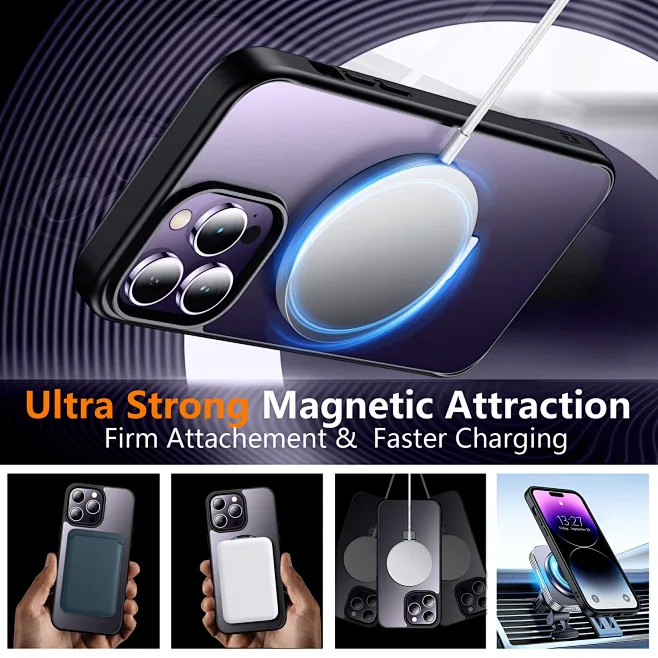 Amazon.com: SPIDERCASE Magnetic for iPhone 14 Pro Max Phone Case,Built-in Invisible Stand ...