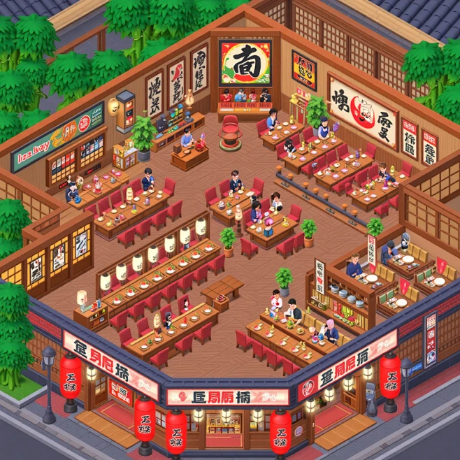 萧炎-俯视45度等距场景Q版餐厅Q版餐厅类-LoRA-萧炎-LiblibAI-花瓣网