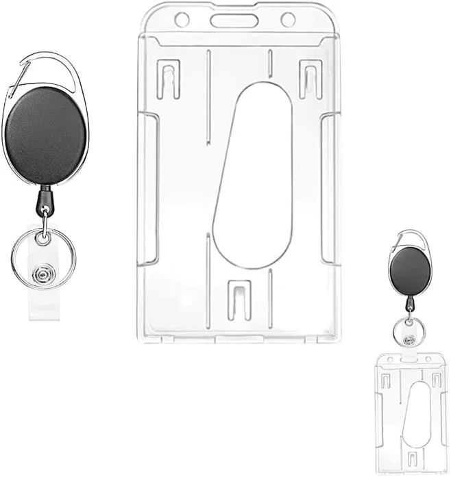 ID Card Holder with Clip, ID Card Holder with Retractable Reel Set, Key ...