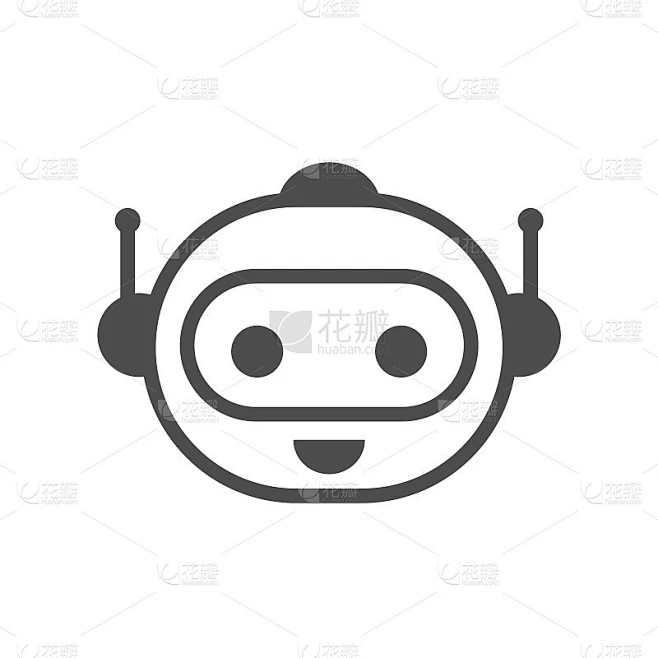 聊天机器人图标。Bot符号或符号。可爱的机器人头会说话。素材-花瓣网