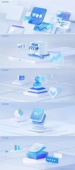 C4D banner-花瓣网|陪你做生活的设计师 | 微软风商务蓝色简约科技风手机海报