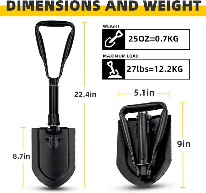 Amazon.com : DN DENNOV Folding Camping Shovel 23", W/Pick, Car Snow ...