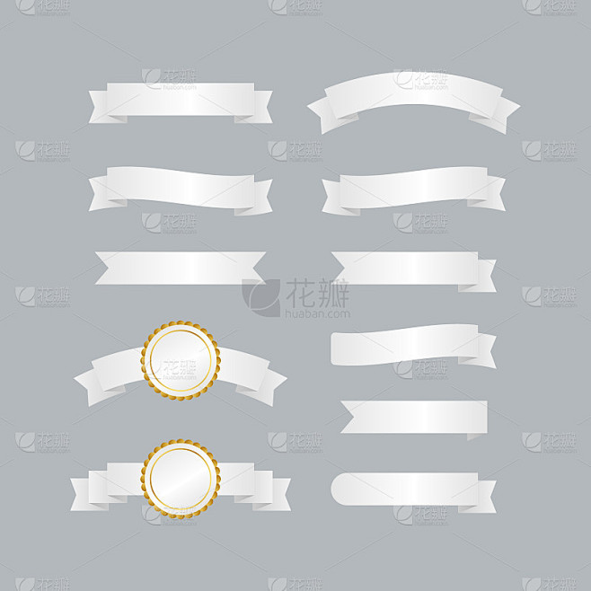 白丝带横幅。丝带。矢量插图。