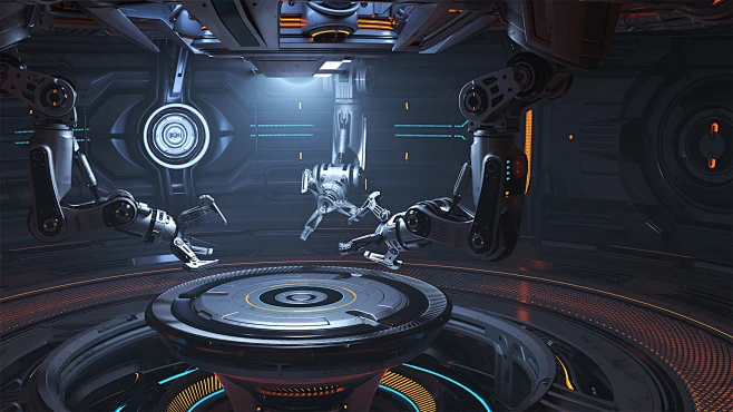 Sci-Fi Construction Base - Rigged and Animated-花瓣网