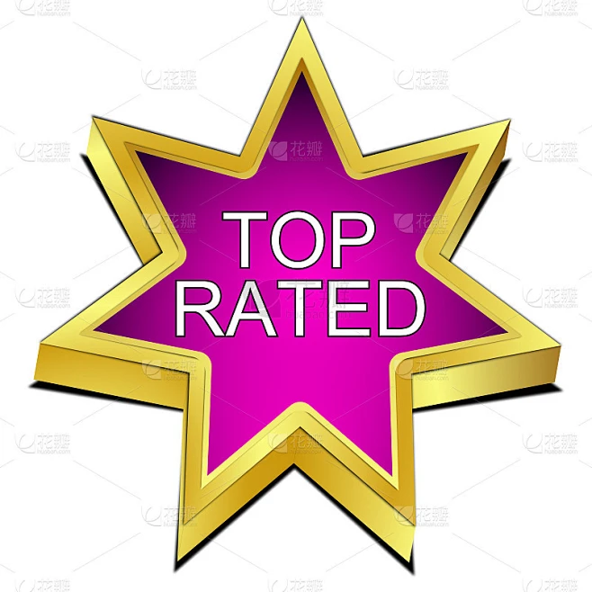 Top Rated Star Button - 3D插图素材-花瓣网