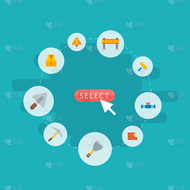 符号,工业,扁平化设计,汗衫,抹灰工,建筑业,设备用品,布置,击打,着色素材-花瓣网