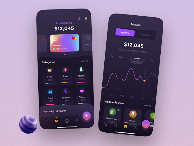 Finance Mobile App Interface business statistic figma illustration lan