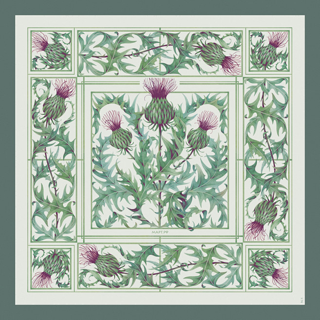 Thistle : Design of "the Thistle" scarf for Mart