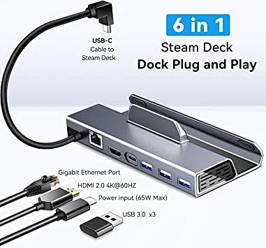 Amazon.com: Upgraded 4K 60Hz 1000Mbps LAN Docking Station for Steam ...