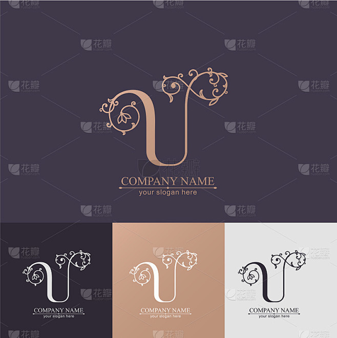 Premium Vector U标志。Monnogram,刻字。精英公司的个人标志或标志。