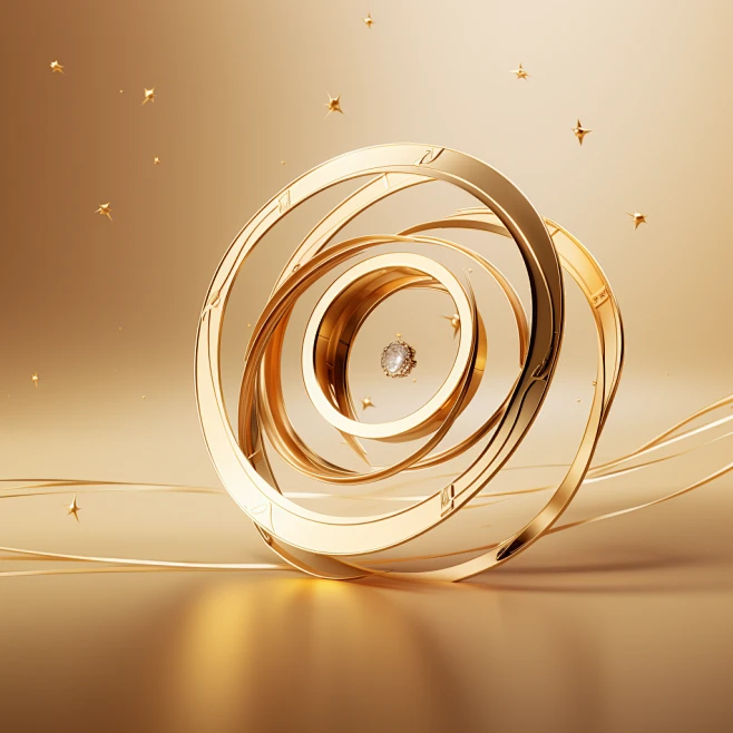 liujunjun__Empty_golden_spinner_floating_on_light_golden_backgr ...