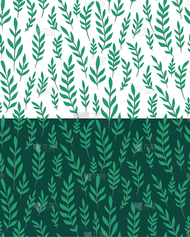 set seamless flat patterns with branches