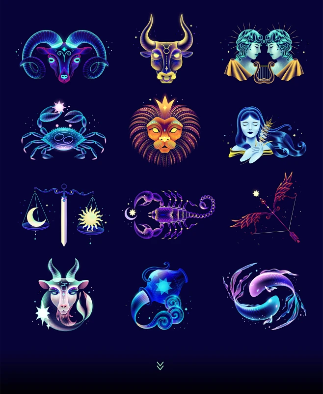 Astrology constellation glow Horoscope light neon sign star western ...